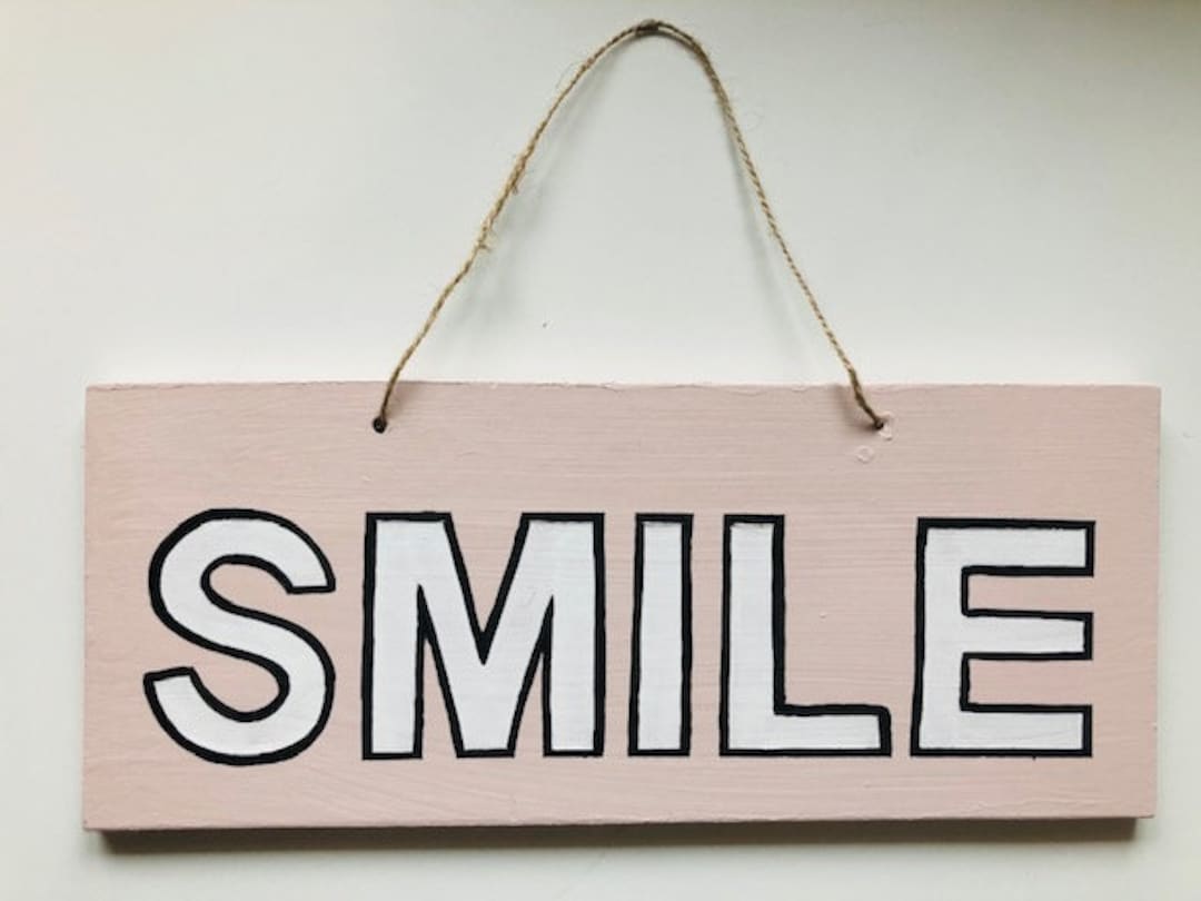Smile Hand Painted Wooden Hanging Sign - Etsy