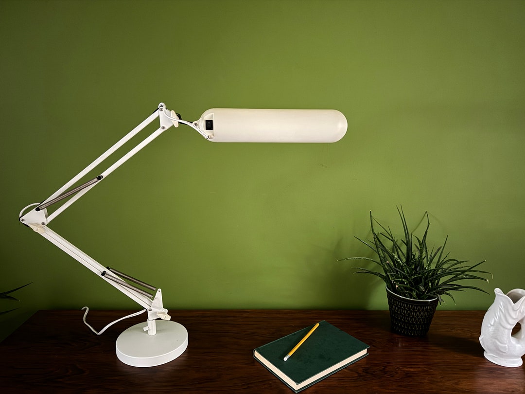 The Daylight Company Vintage White Architect's / Craft Lamp, Long Reach ...