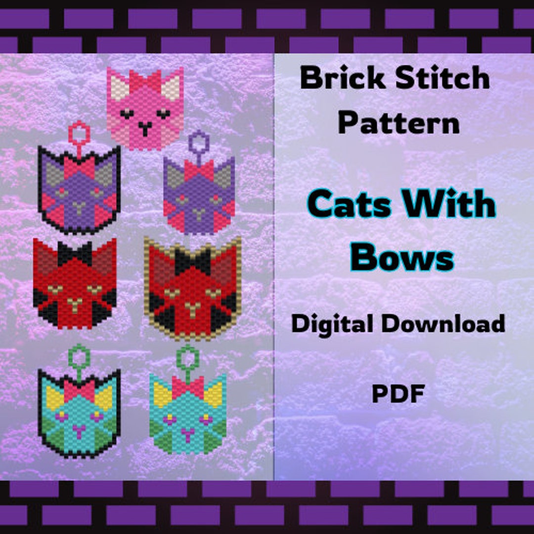Cat With Bow Charms Brick Stitch Pattern - Etsy