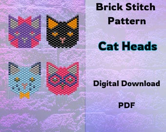 Brick Stitch Pattern. Cat Bracelet. Downloadable Beading Pattern for a ...