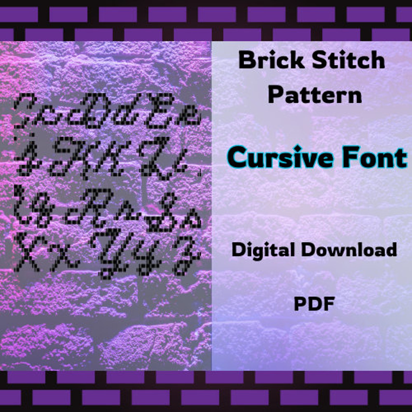Cursive Font Brick Stitch Pattern - Etsy