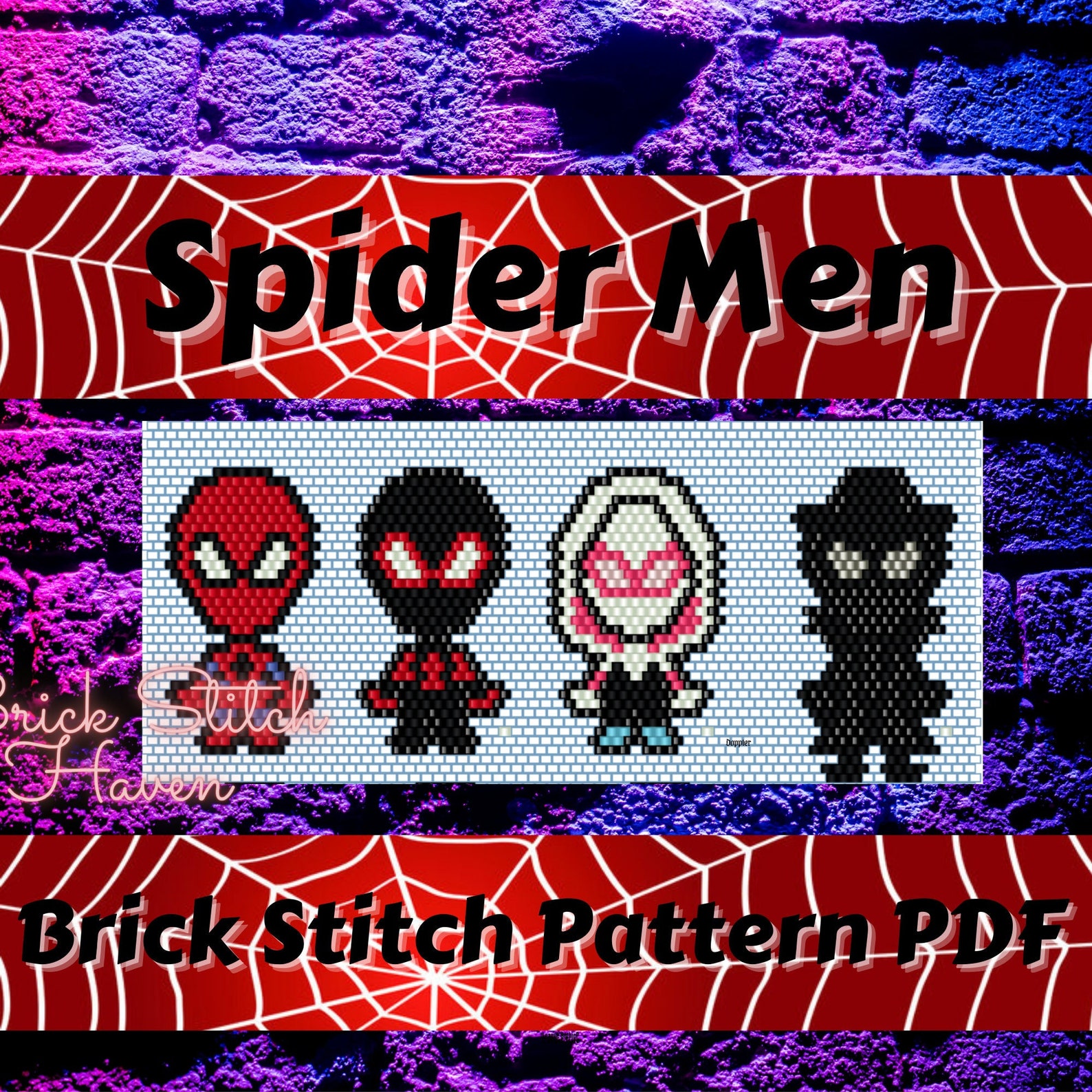 Spiderman Spiderverse Brick Stitch Pattern PDF Earrings - Etsy