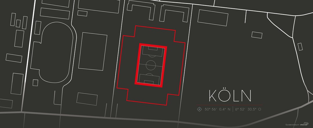 Map Cologne Stadium Panorama – Poster I 80 X 30 Cm 120 X 50 Cm I 240 X ...