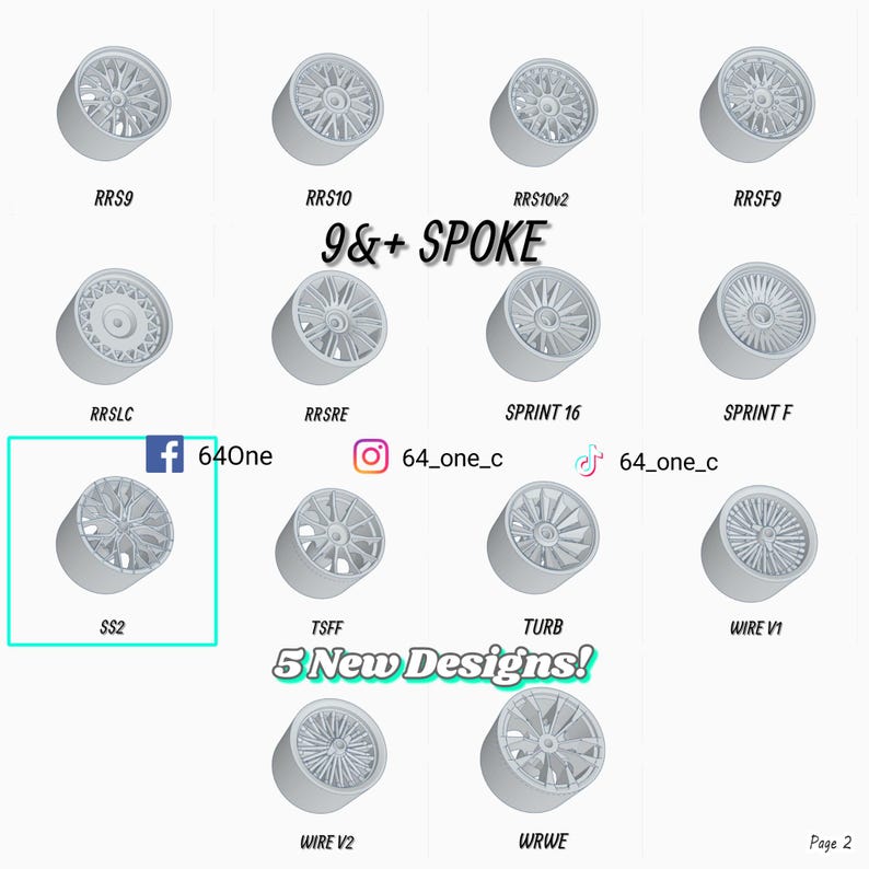 5 Sets: Small 9 Spoke Resin Wheels for 1/64 Diecast - Etsy