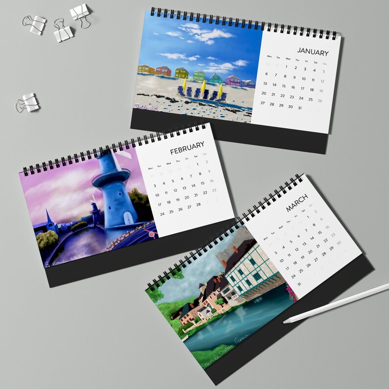 2025 Desktop Calendar Yearly Planner, Scenic Destinations Monthly ...
