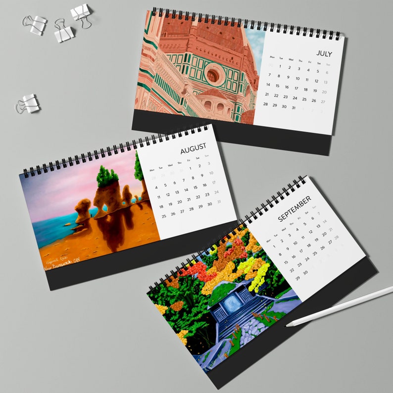 2025 Desktop Calendar Yearly Planner, Scenic Destinations Monthly ...