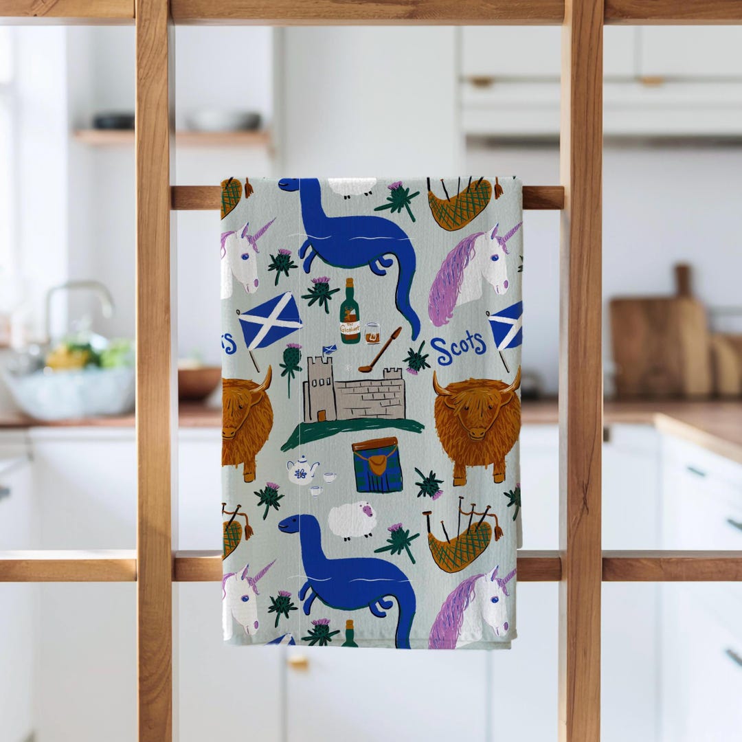 Scotland Inspired Tea Towels, Cotton Dish Towel, Scottish Kitchen Decor ...