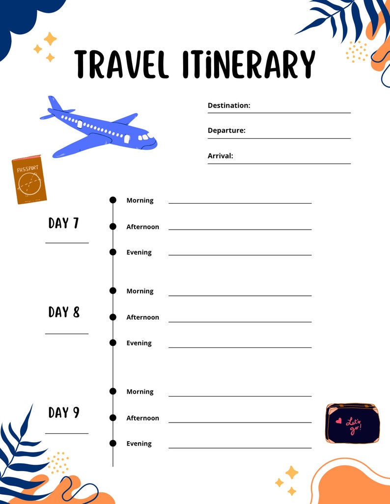 Ultimate 7-day Travel Itinerary Digital Planner PNG, JPG, PDF Files ...