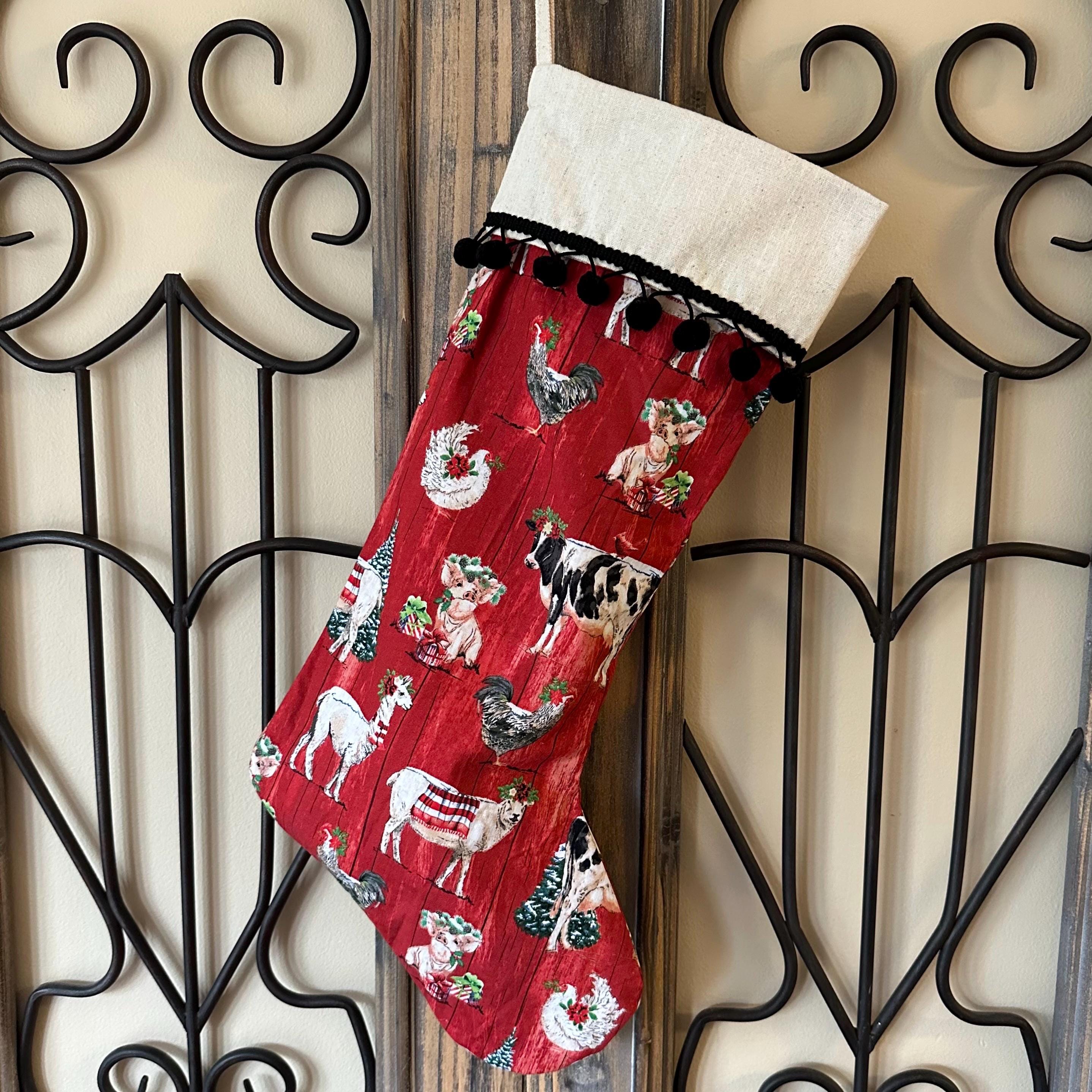 Farm Animals Christmas Stocking, Cows, Chickens, Pigs, Sheep, Llama ...