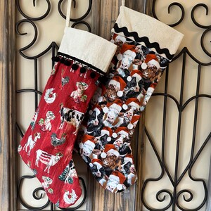 Farm Animals Christmas Stocking, Cows, Chickens, Pigs, Sheep, Llama ...