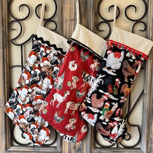 Farm Animals Christmas Stocking, Cows, Chickens, Pigs, Sheep, Llama ...
