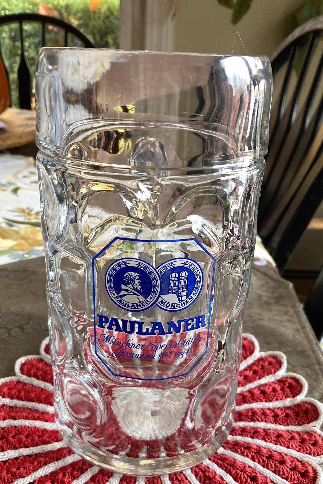 Paulaner Dimpled Munchen Beer Mug 1 Liter Excellent Vintage Used Condition Etsy