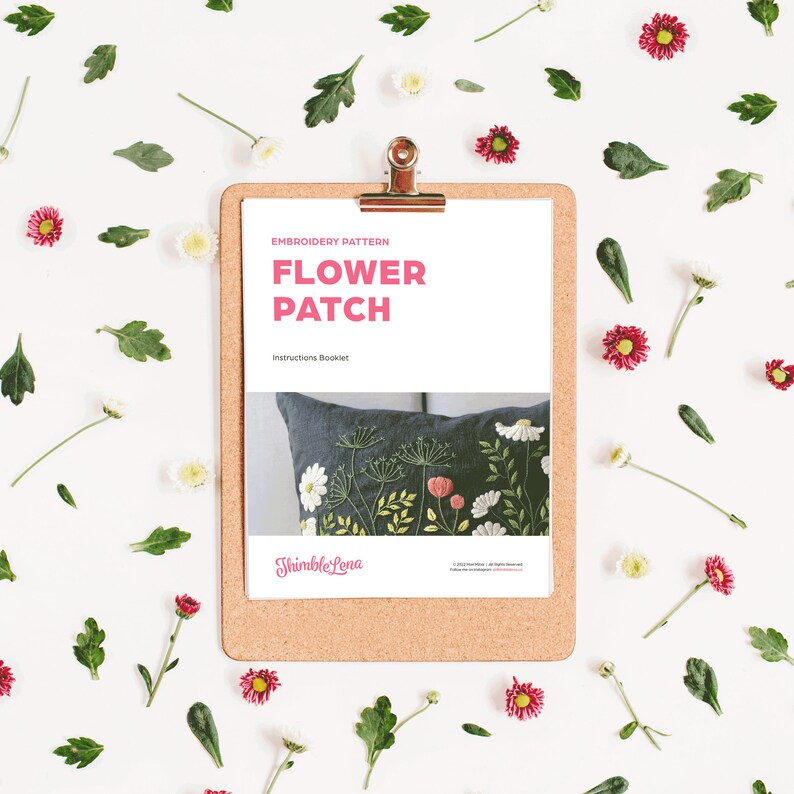 Embroidery Pattern FLOWER PATCH PDF Instant Download Hand - Etsy
