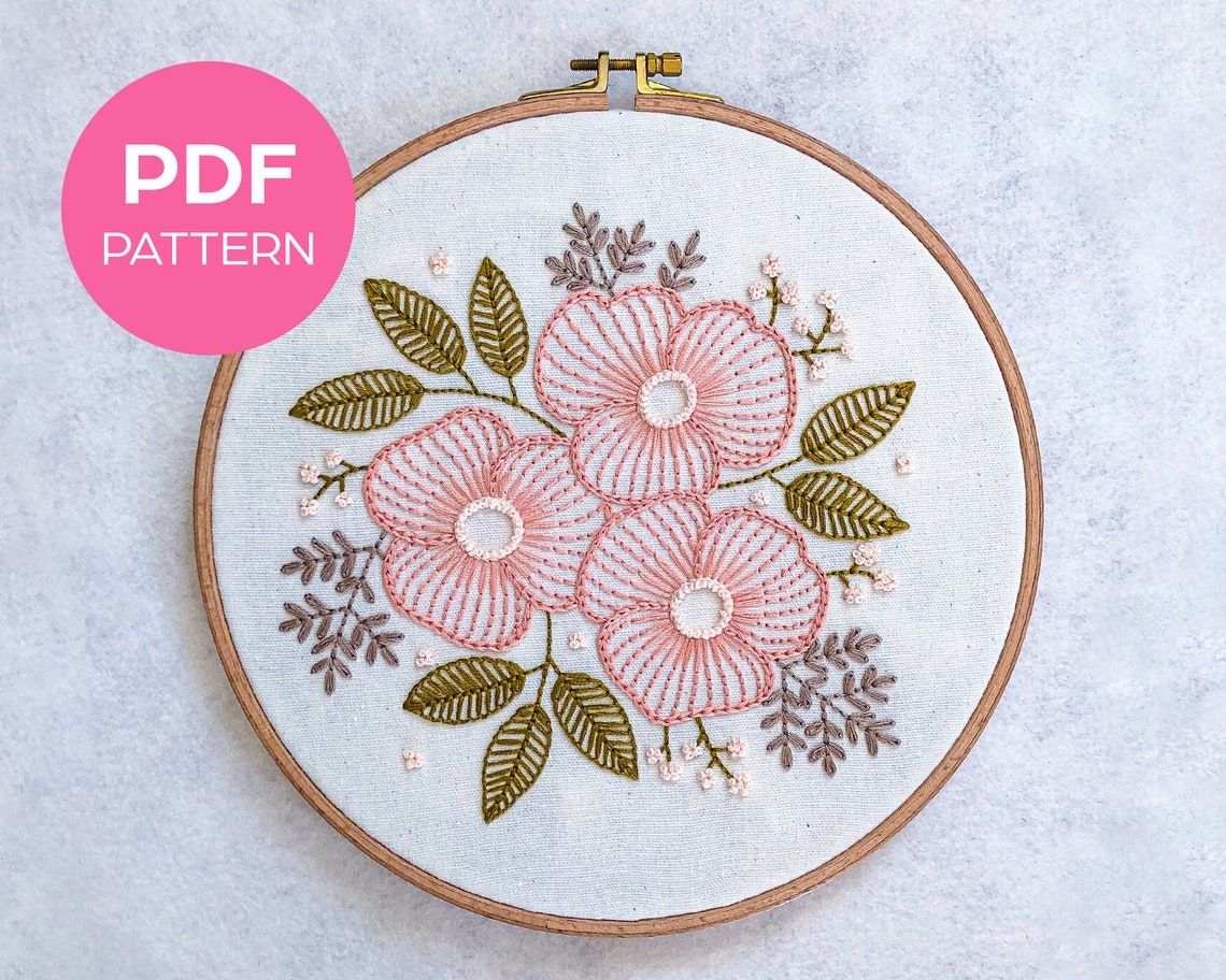 Embroidery Pattern FLORAL CLUSTER PDF Instant Download | Etsy