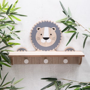 Lion & Giraffe Wood Nursery Children's Floating Shelf and - Etsy