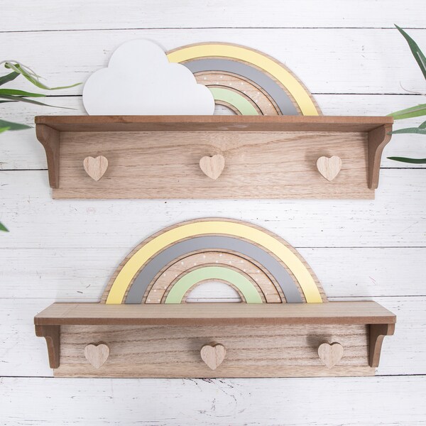 Floating Shelf With Hooks - Etsy