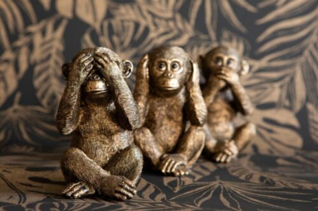 Set of 3 Bronze Coloured Wise Monkeys Ornaments Figures Gift - Etsy UK