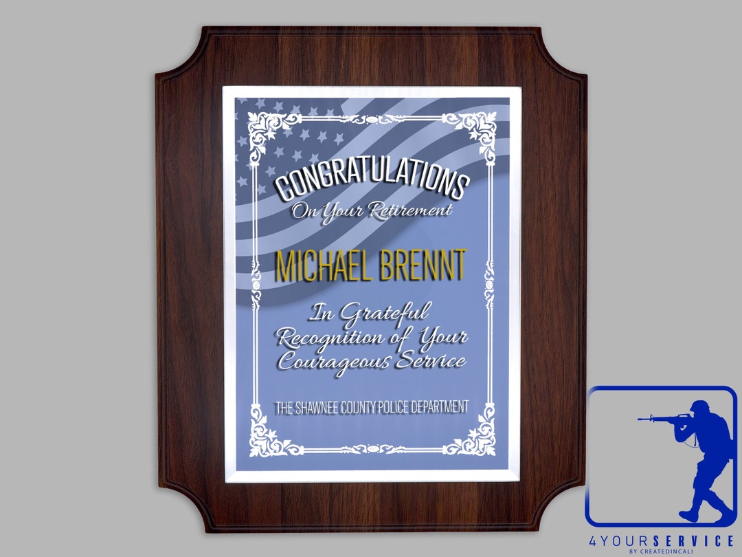Police Officer Retirement Plaque, Police Award, Custom Officer Gift ...