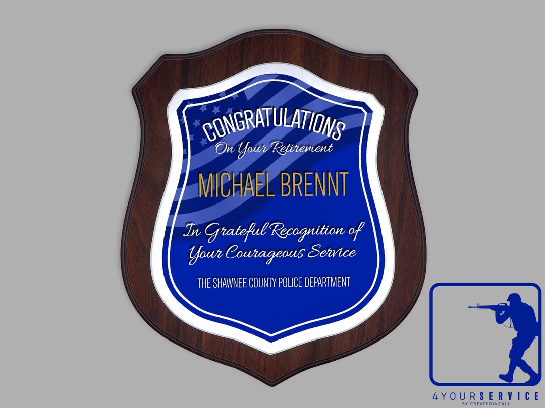 Police Officer Retirement Plaque Police Award Custom Officer - Etsy