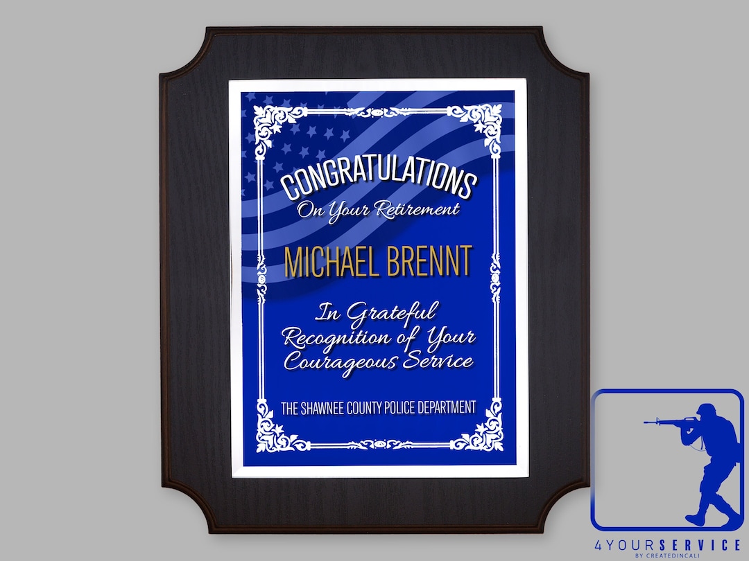 Police Officer Retirement Plaque Police Award Custom Officer - Etsy
