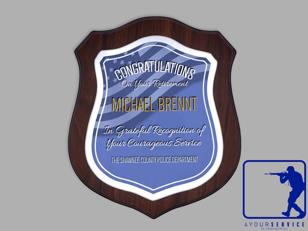 Police Officer Retirement Plaque, Police Award, Custom Officer Gift ...