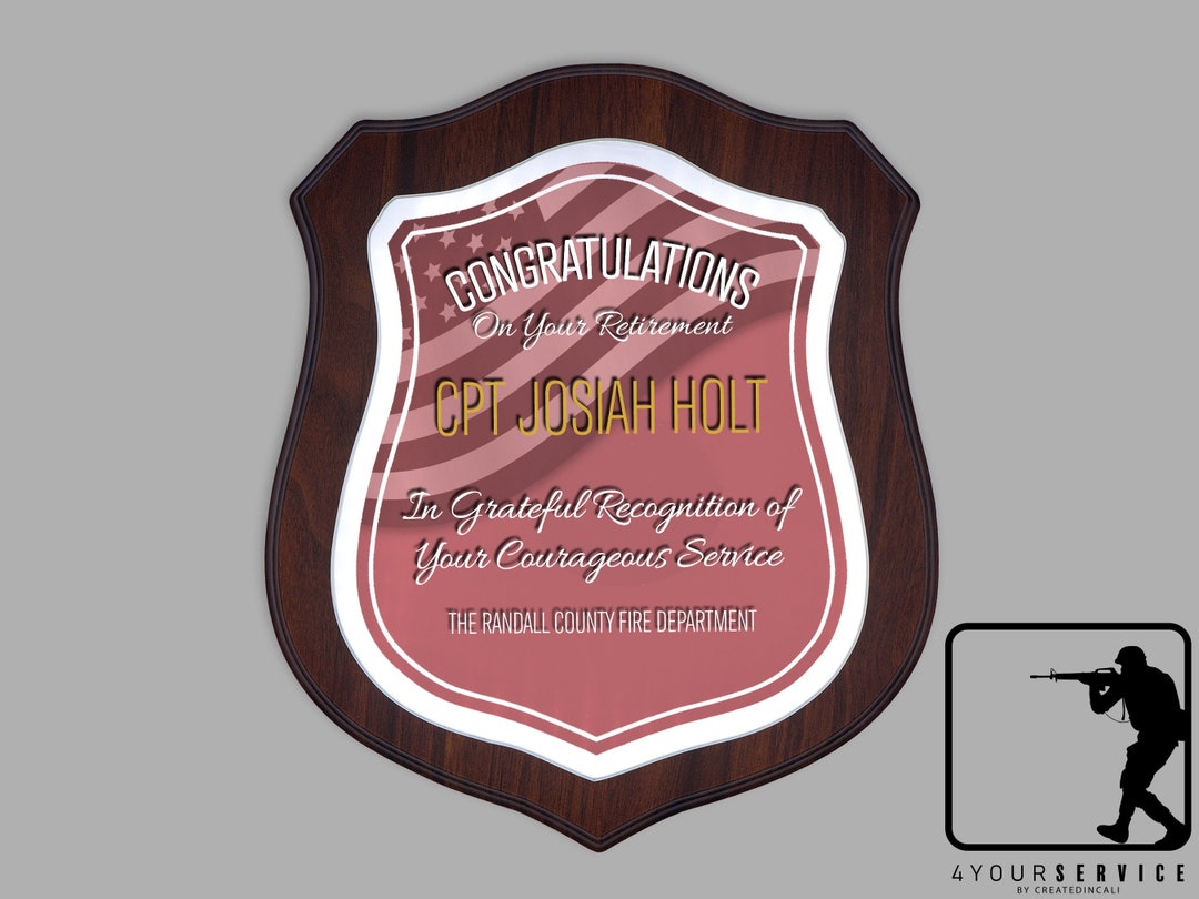Firefighter Retirement Plaque, Firefighter Award, Custom Fireman Gift ...