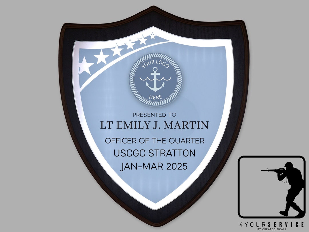 Coast Guard Plaque, Custom Award, Military Recognition Award, Quarterly ...