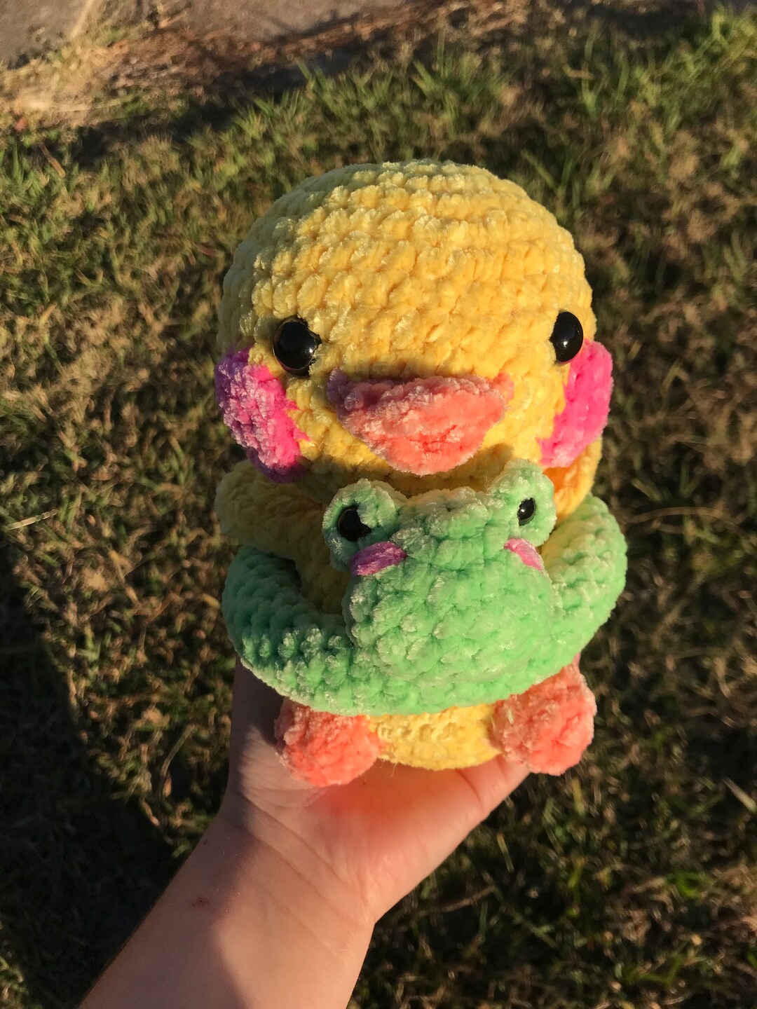Crochet Duck Plush With Frog Floatie - Etsy