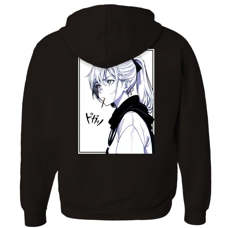 Subtle Anime Manga Art Zip Hoodie Cute Kawaii Girl Design for Cosplay ...