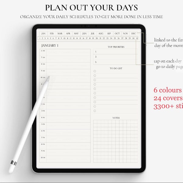 Undated Digital Planner Portrait - Etsy