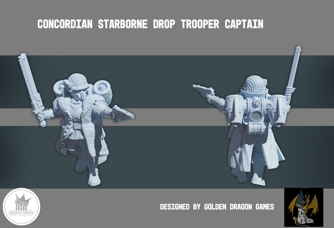 Concordian Starborne Drop Trooper Captain Resin Printed Tabletop Gaming ...