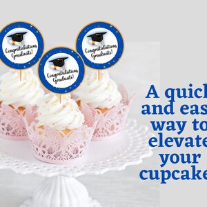 Printable Blue and Gold Graduation Cupcake Topper | DIY Graduation ...