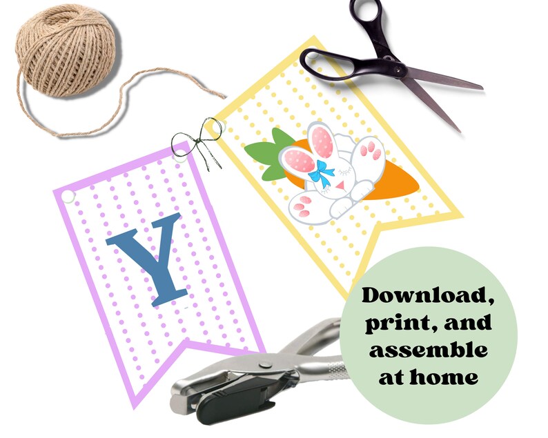 Printable Easter Garland | Bunny Ears & Tail Banner | Digital Easter ...