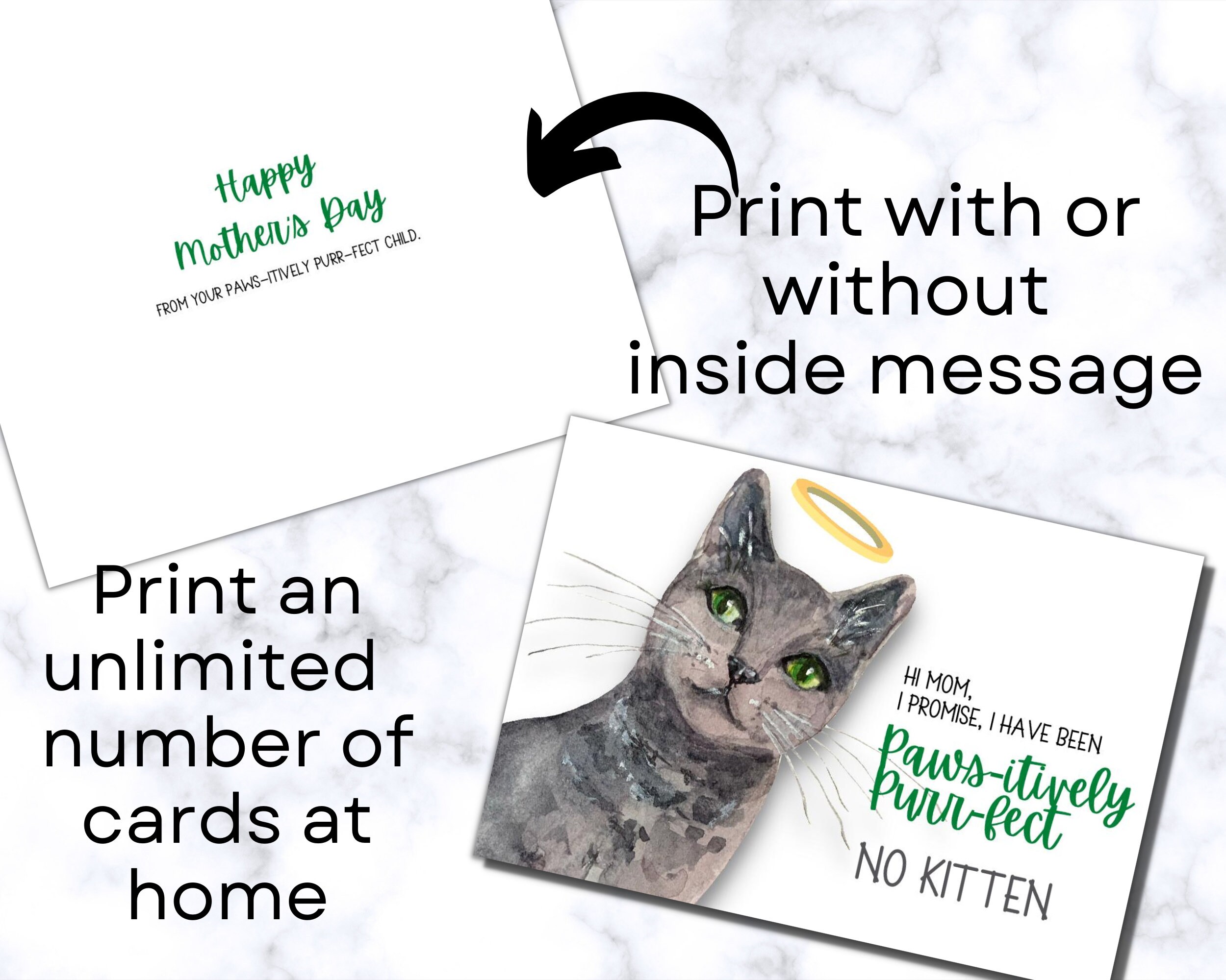 Printable Mother's Day Card With Kitten, Cheeky Card for Mom, 5x7 ...