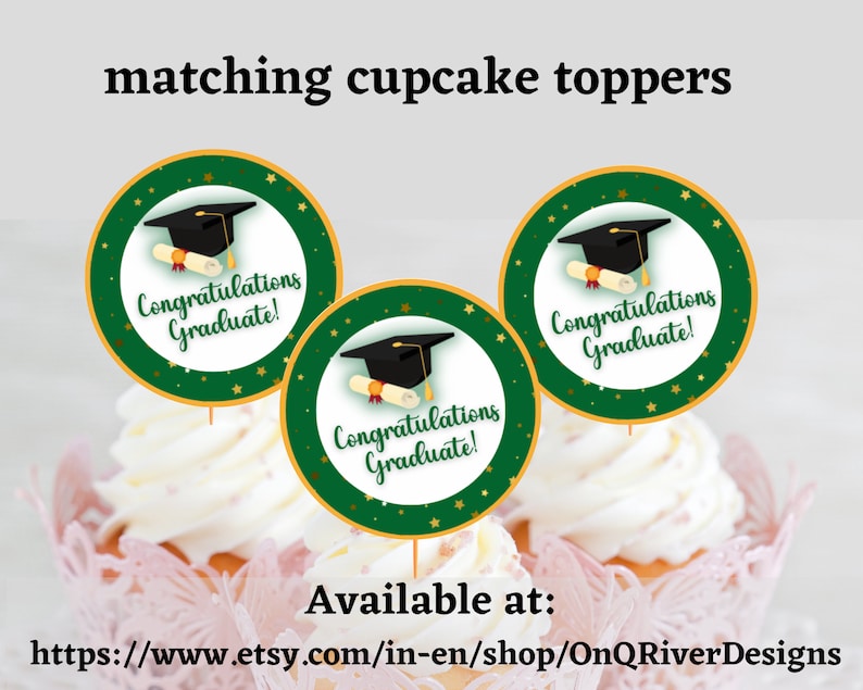 Green & Gold Graduation Banner to Print and Assemble at Home; Great for ...