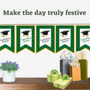 Green & Gold Graduation Banner to Print and Assemble at Home; Great for ...