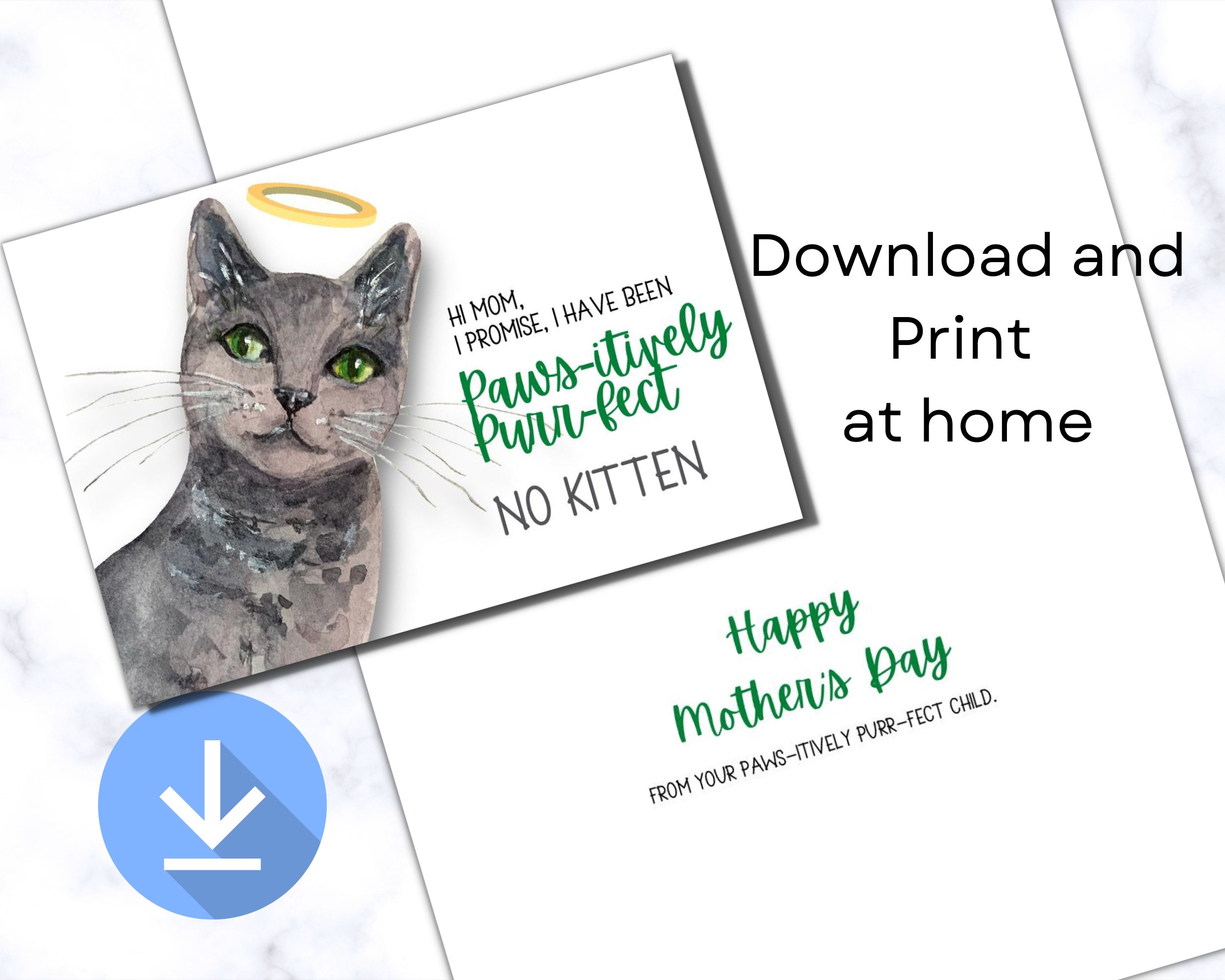 Printable Mother's Day Card With Kitten, Cheeky Card for Mom, 5x7 ...