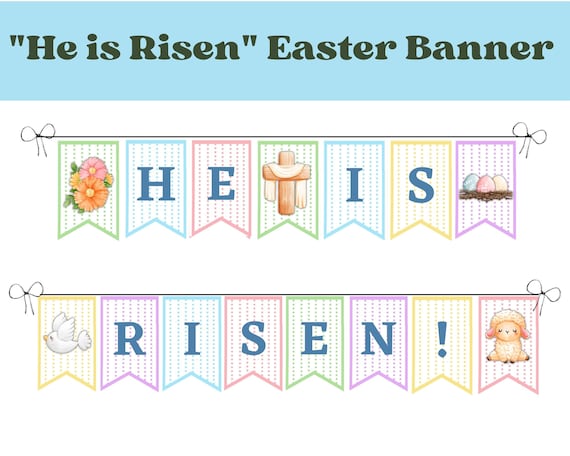 Easter Banner He is Risen PRINTABLE Easter Banner Easter - Etsy