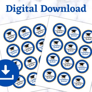 Printable Blue and Gold Graduation Cupcake Topper | DIY Graduation ...