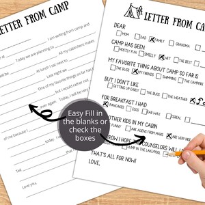 Printable Summer Camp Stationery, Letters From Camp, Fill in the Blank ...