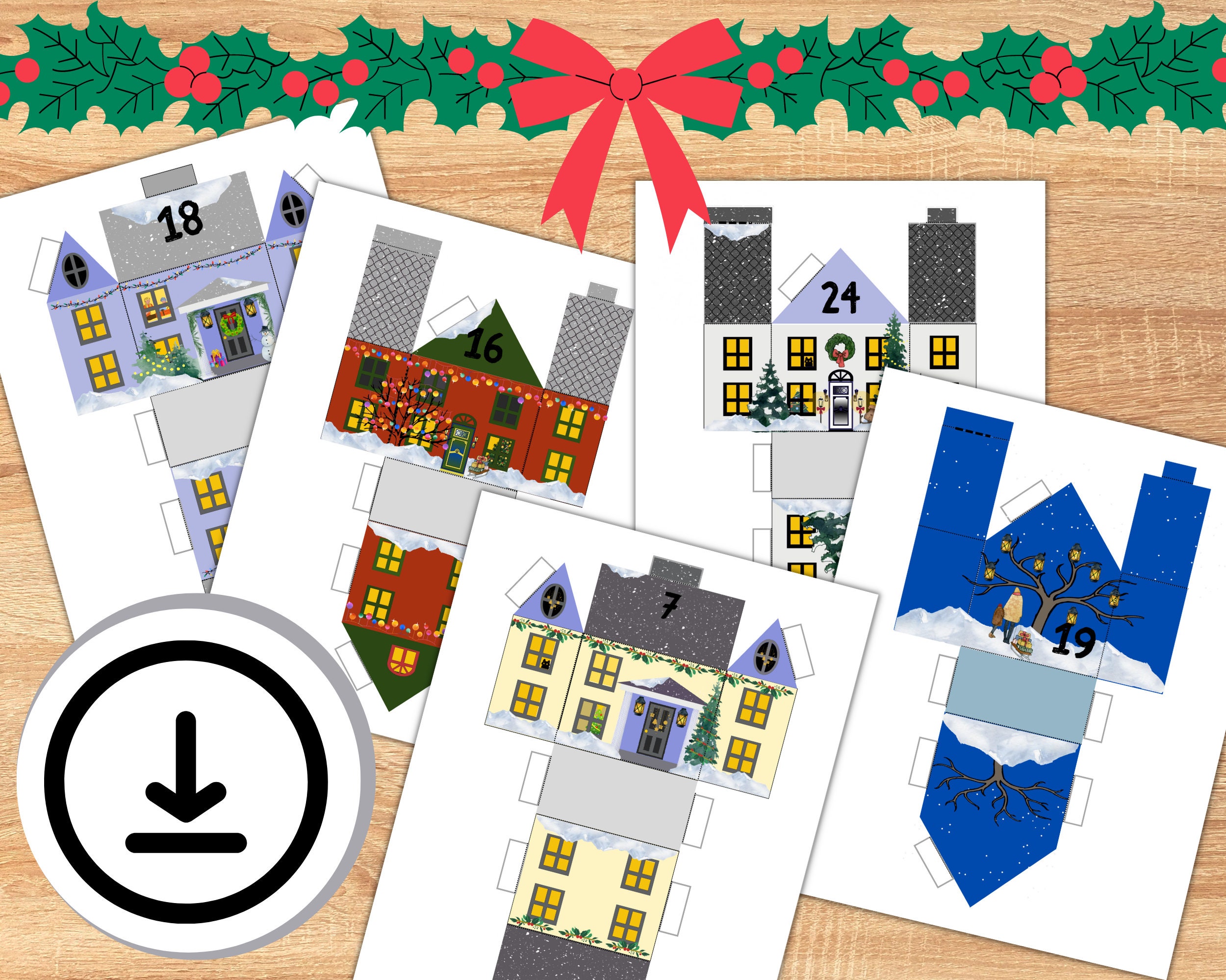 Downloadable Christmas Advent Village Boxes, Paper Village, DIY ...