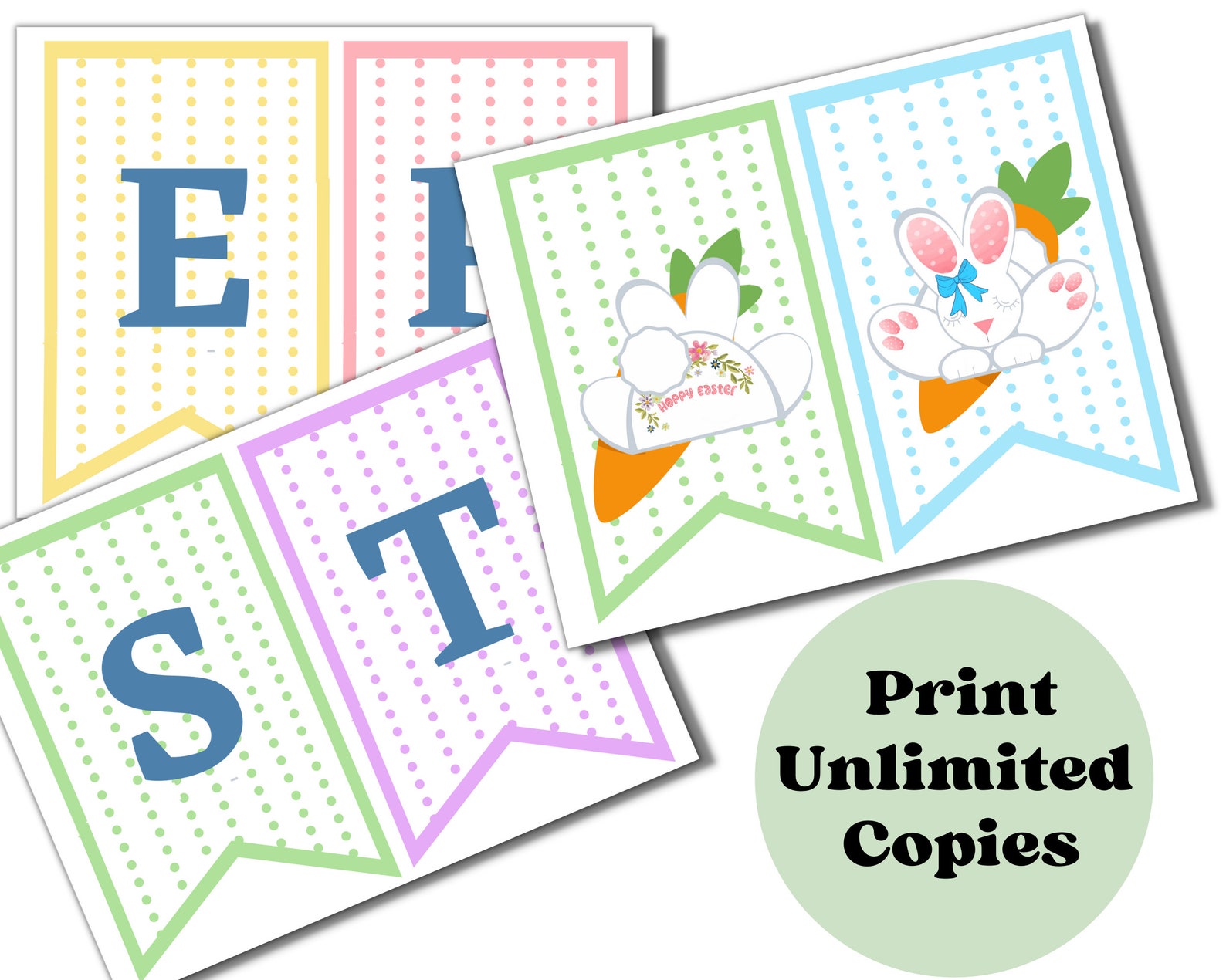 Printable Easter Garland | Bunny Ears & Tail Banner | Digital Easter ...