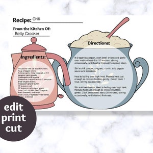 Editable Vintage Inspired Recipe Template - Etsy