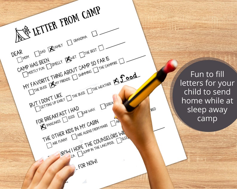 Printable Summer Camp Stationery, Letters From Camp, Fill in the Blank ...