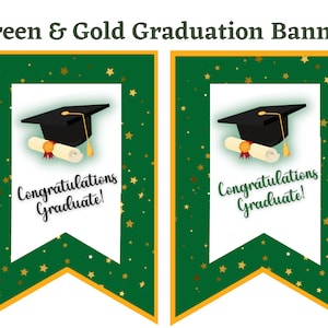 Green & Gold Graduation Banner to Print and Assemble at Home; Great for ...