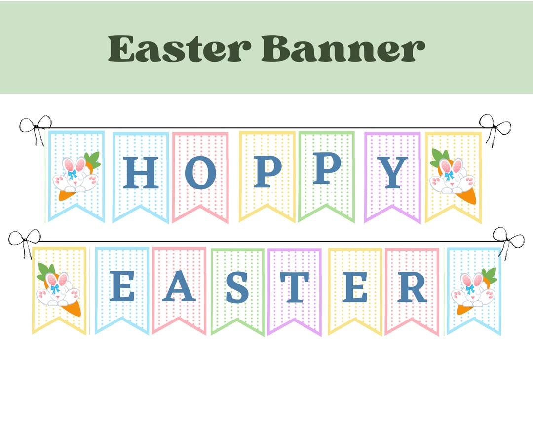Printable Easter Garland | Bunny Ears & Tail Banner | Digital Easter ...