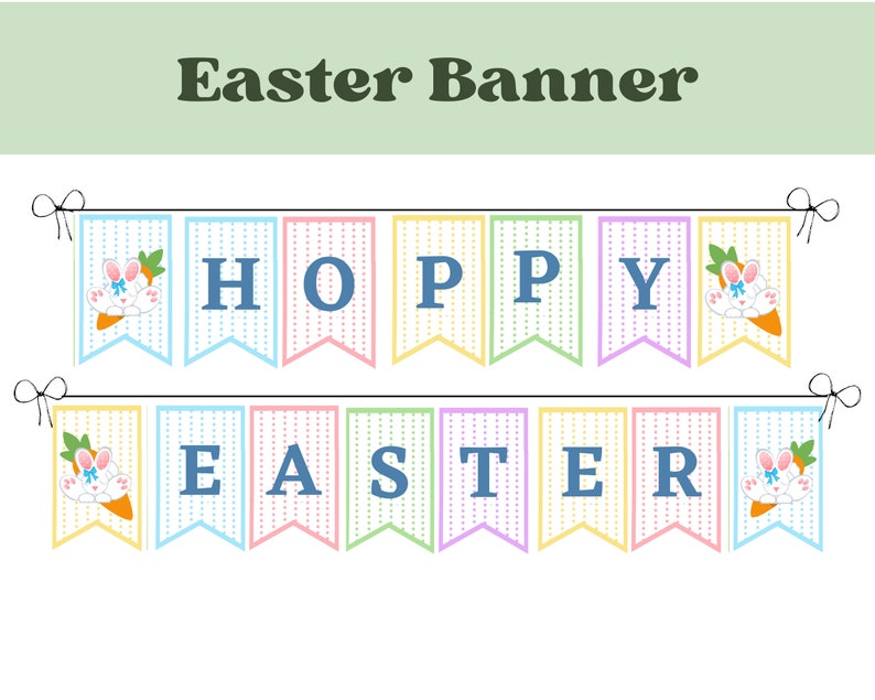 Printable Easter Garland | Bunny Ears & Tail Banner | Digital Easter ...