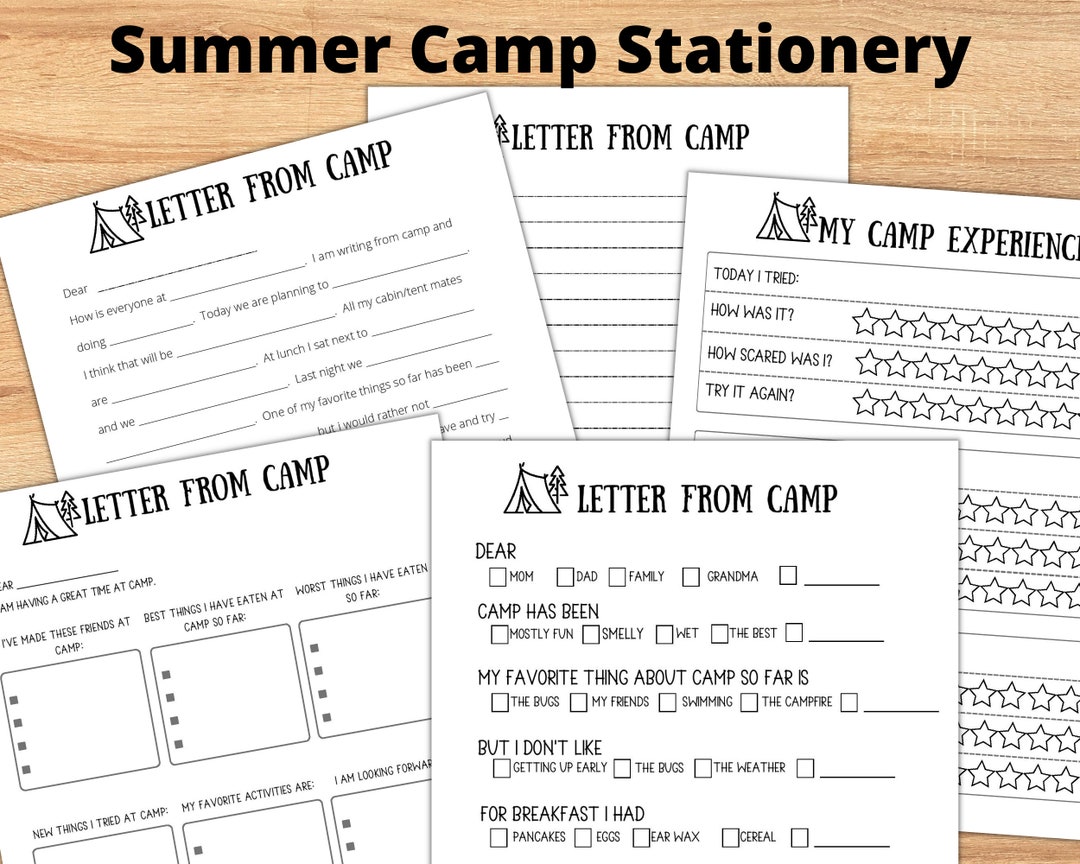 Printable Summer Camp Stationery, Letters From Camp, Fill in the Blank ...
