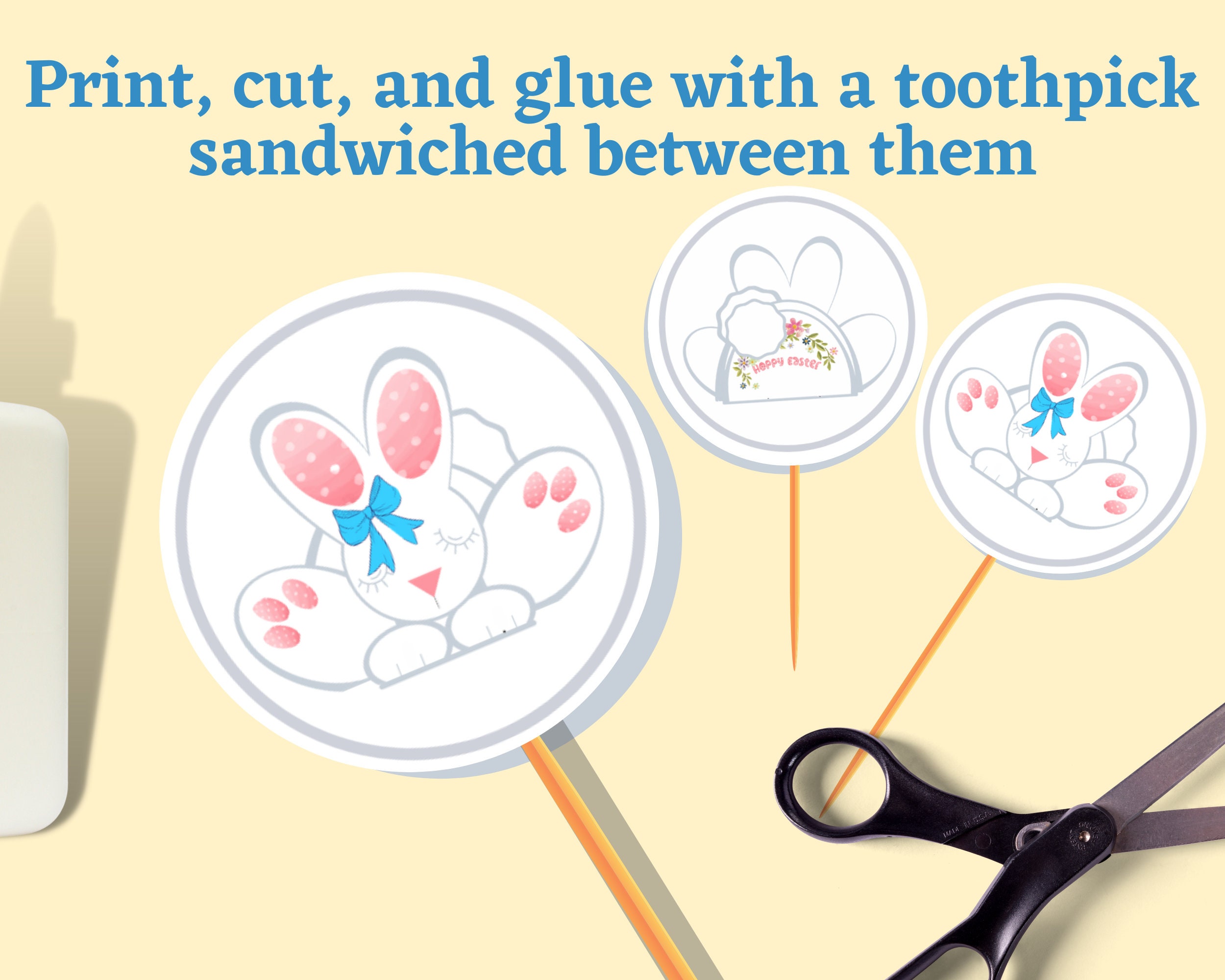 Printable Easter Bunny Cupcake Toppers Bunny Butt Easter Cupcake ...