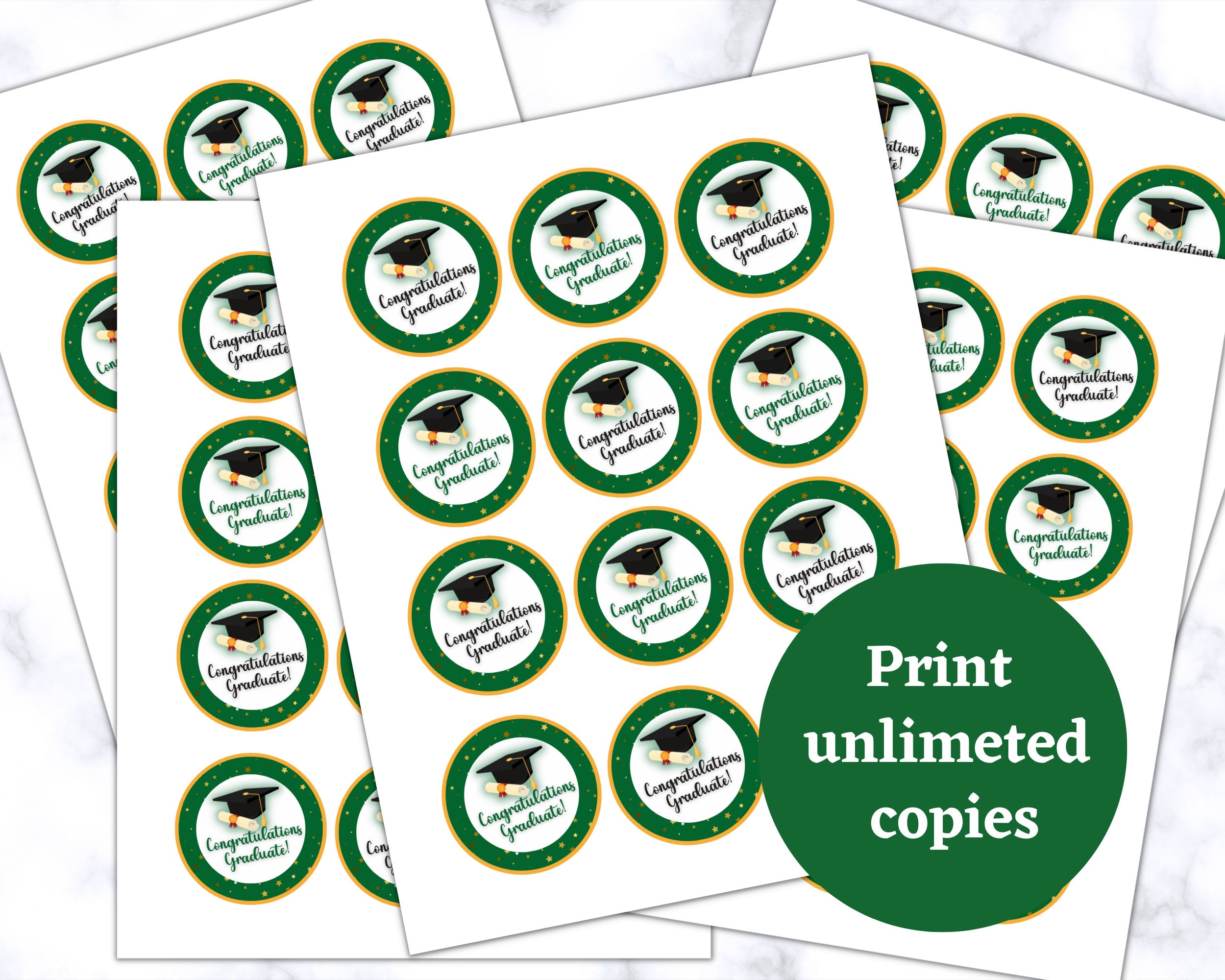 Printable Green and Gold Graduation Cupcake Topper | DIY Graduation ...